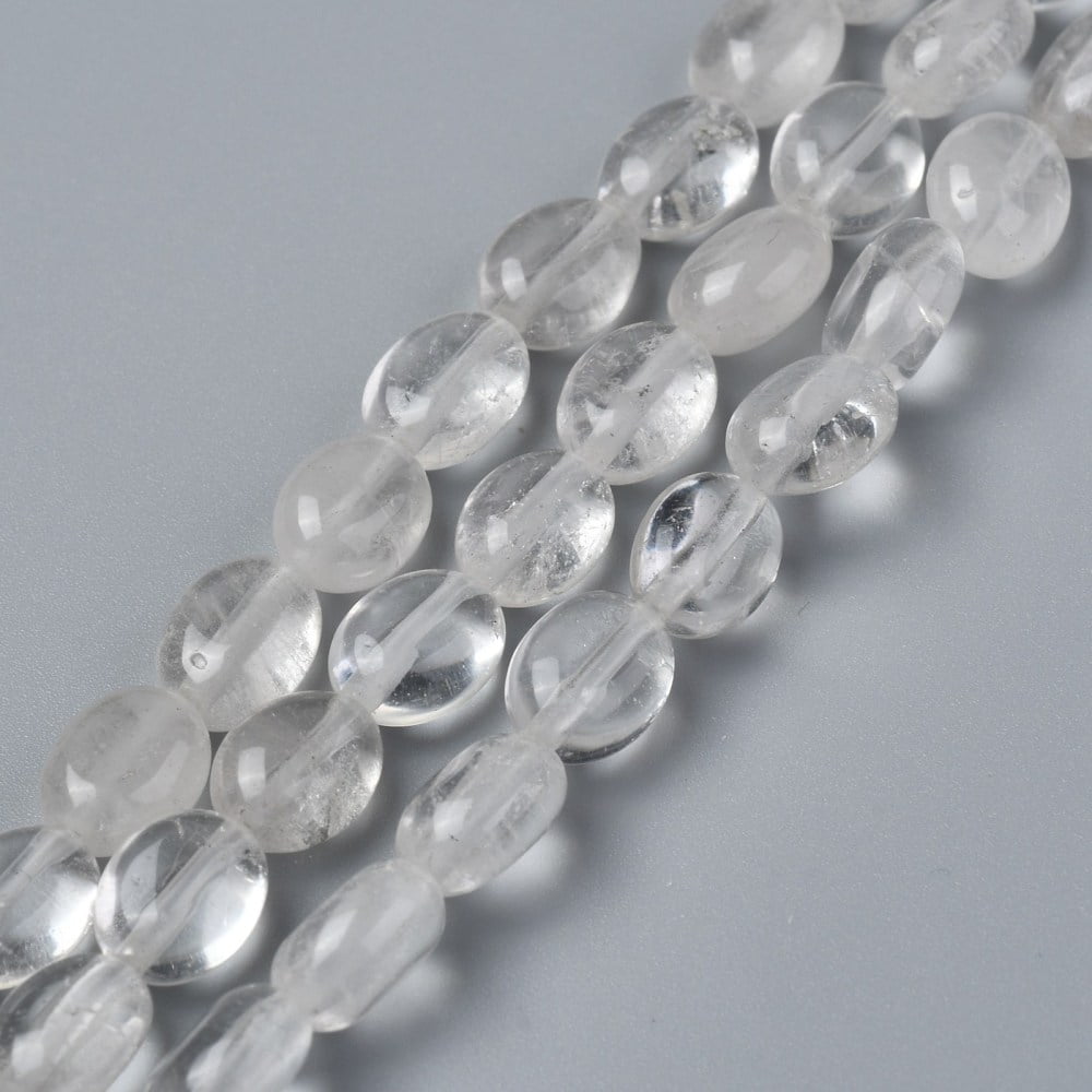 3Strand Natural Quartz Crystal Beads Strands Rock Crystal Beads Oval ...