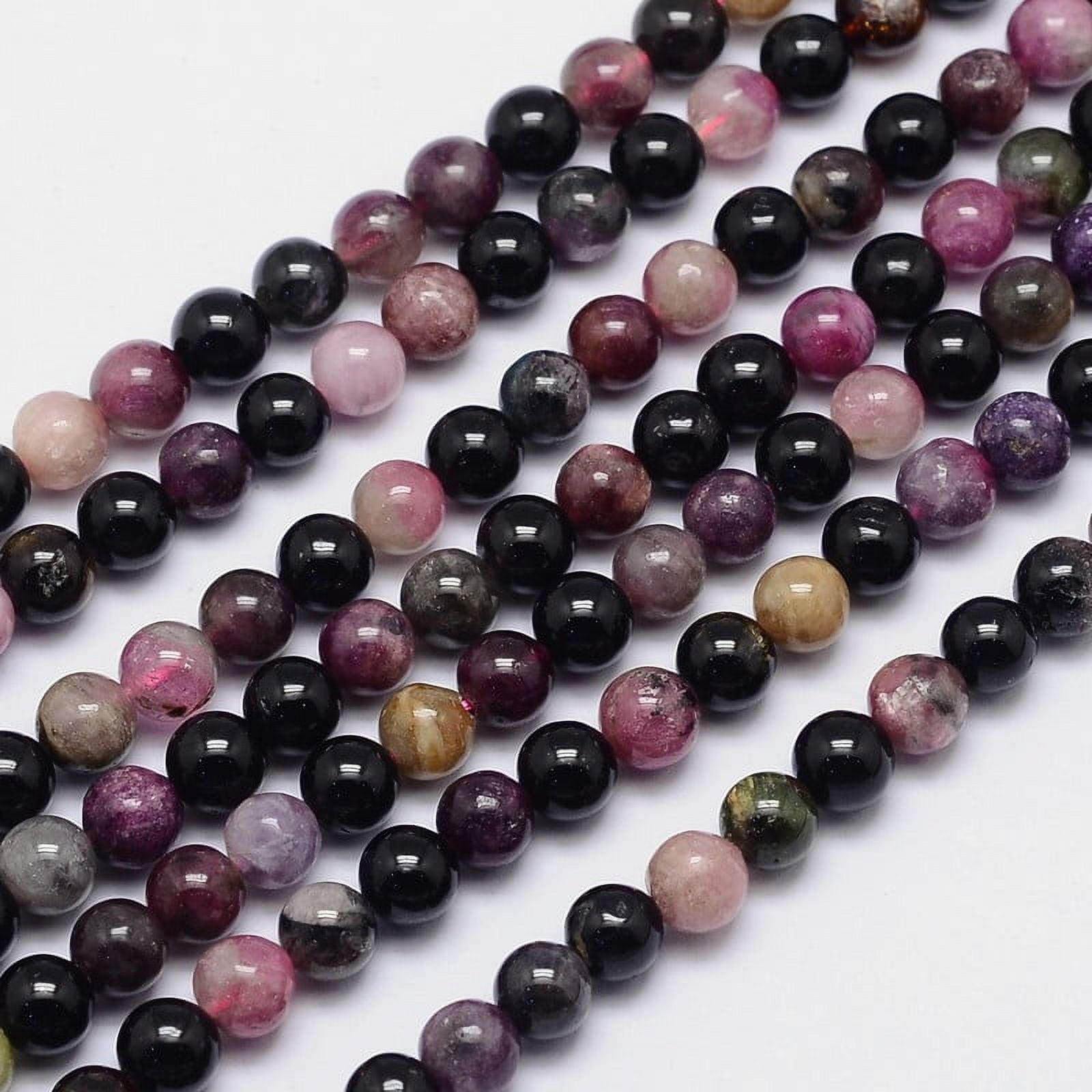 3Strand Natural Tourmaline Round Bead Strands 6mm Hole: 1mm 61pcs ...