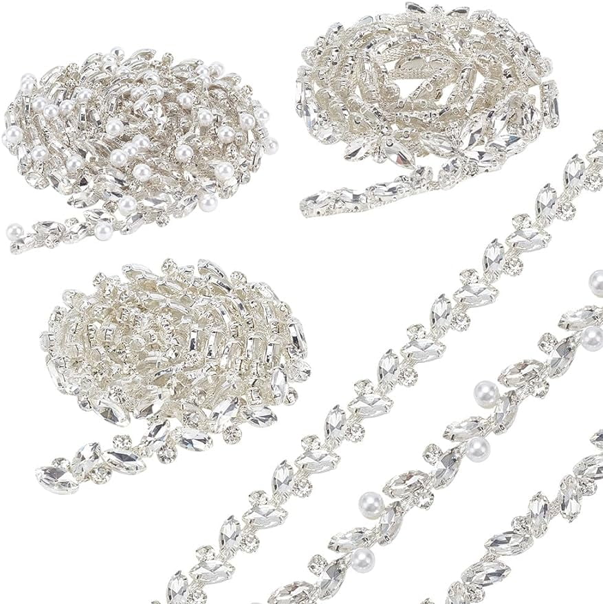 3Strands 3Styles Rhinestone Trims Crystal Rhinestone Chain Applique ...