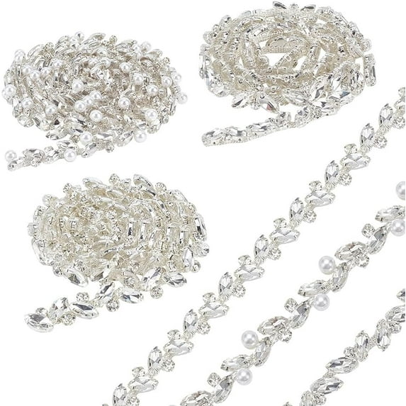 3Strands 3Styles Rhinestone Trims Crystal Rhinestone Chain Applique ...