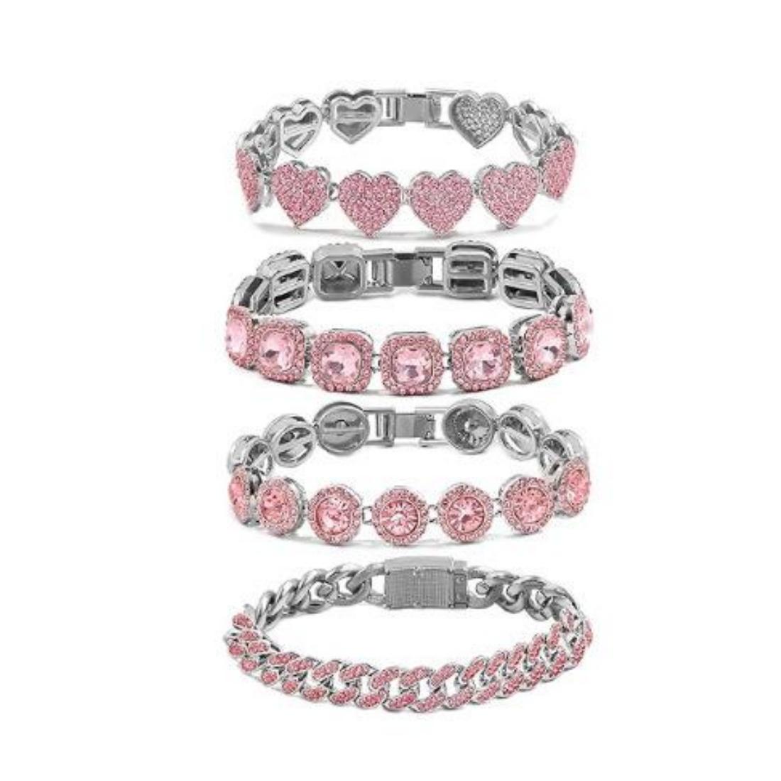 3Style/4PCS Bracelets for Women Silver Clustered Tennis Bracelet for ...