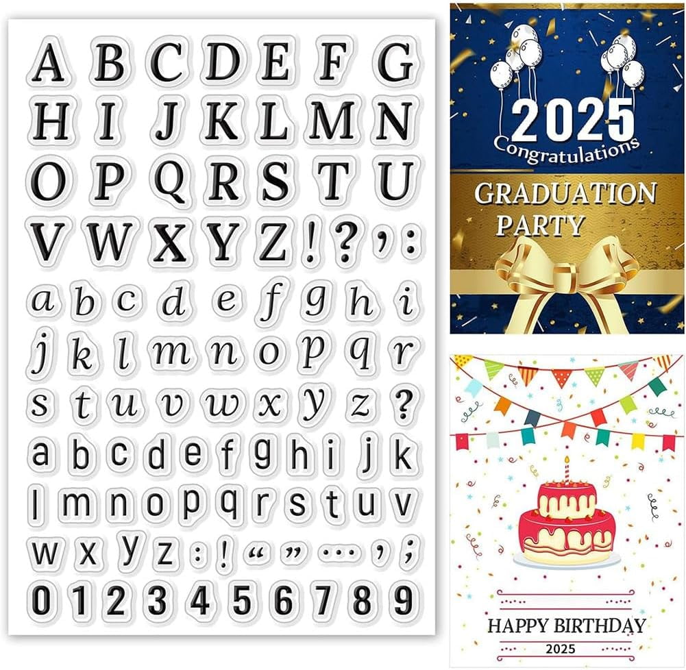3Style Alphabets Letters Numbers Symbols Clear Stamps for Card Making ...