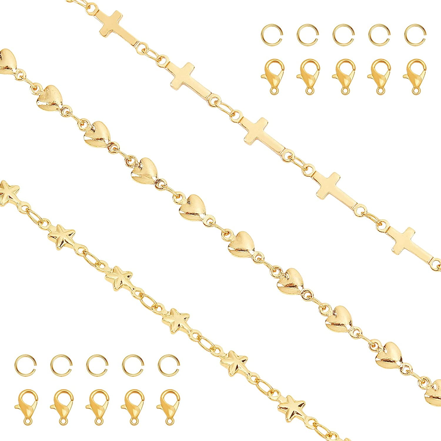 3Styles 3m Gold Chain forJewelry Making Solid Brass Cable Chain Link ...