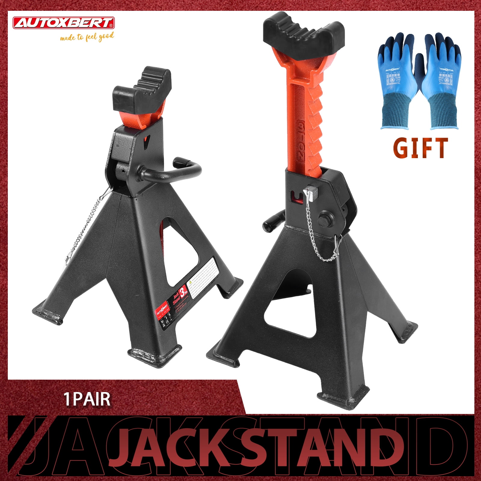 3T 2PCS Car Adjustable Truck Jack Stands Ratchet Lift Hoist Heavy Duty ...