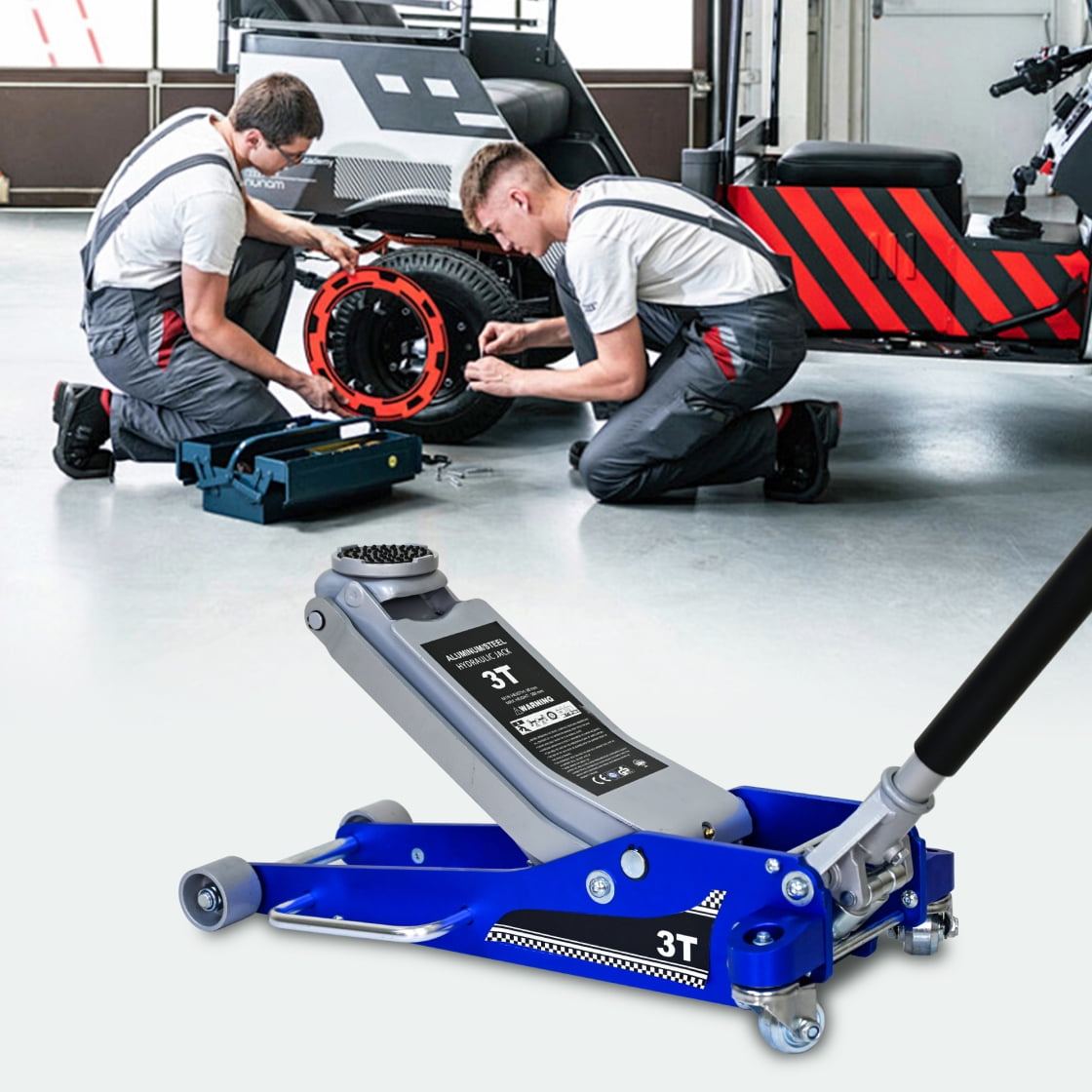 3T Aluminum Iron Horizontal Jack/ Hydraulic Trolley Service/ Floor Jack ...