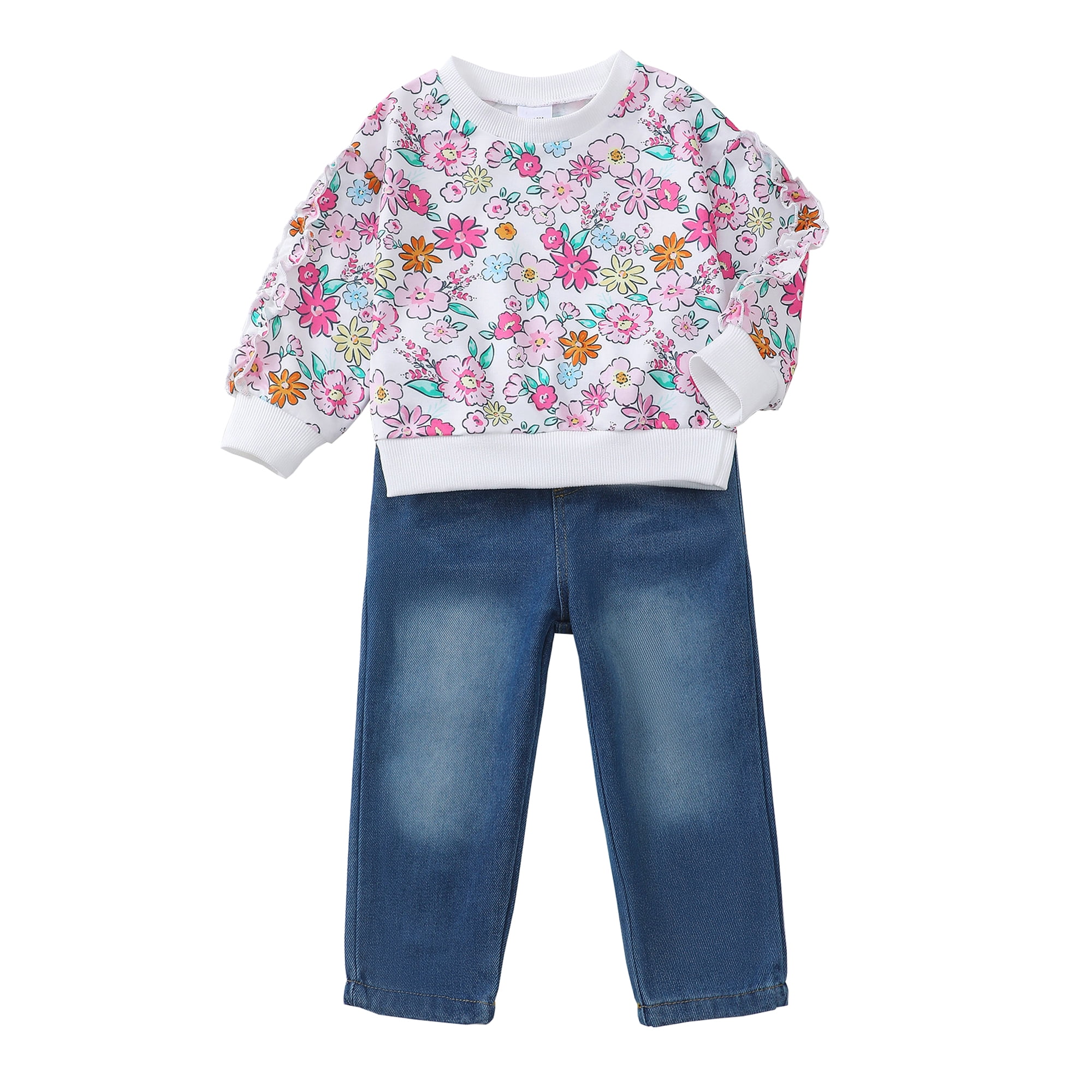 3T Baby Girls Clothes 4T Girls 2PCS Outfits Set Flower Print Toddler ...