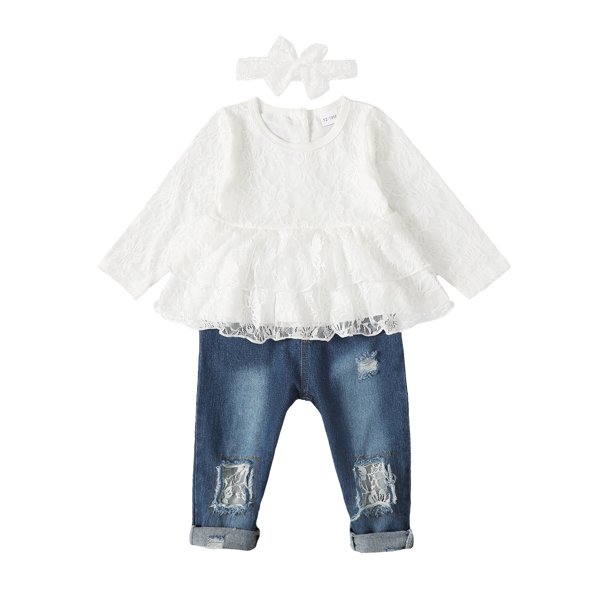 3T Baby Girls Clothes 4T Girls 3PCS Outfits Set Solid Color Toddler ...