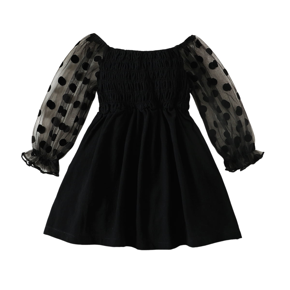 3T Baby Girls Dress 4T Girls Long Sleeve Dress Solid Color Off-the ...