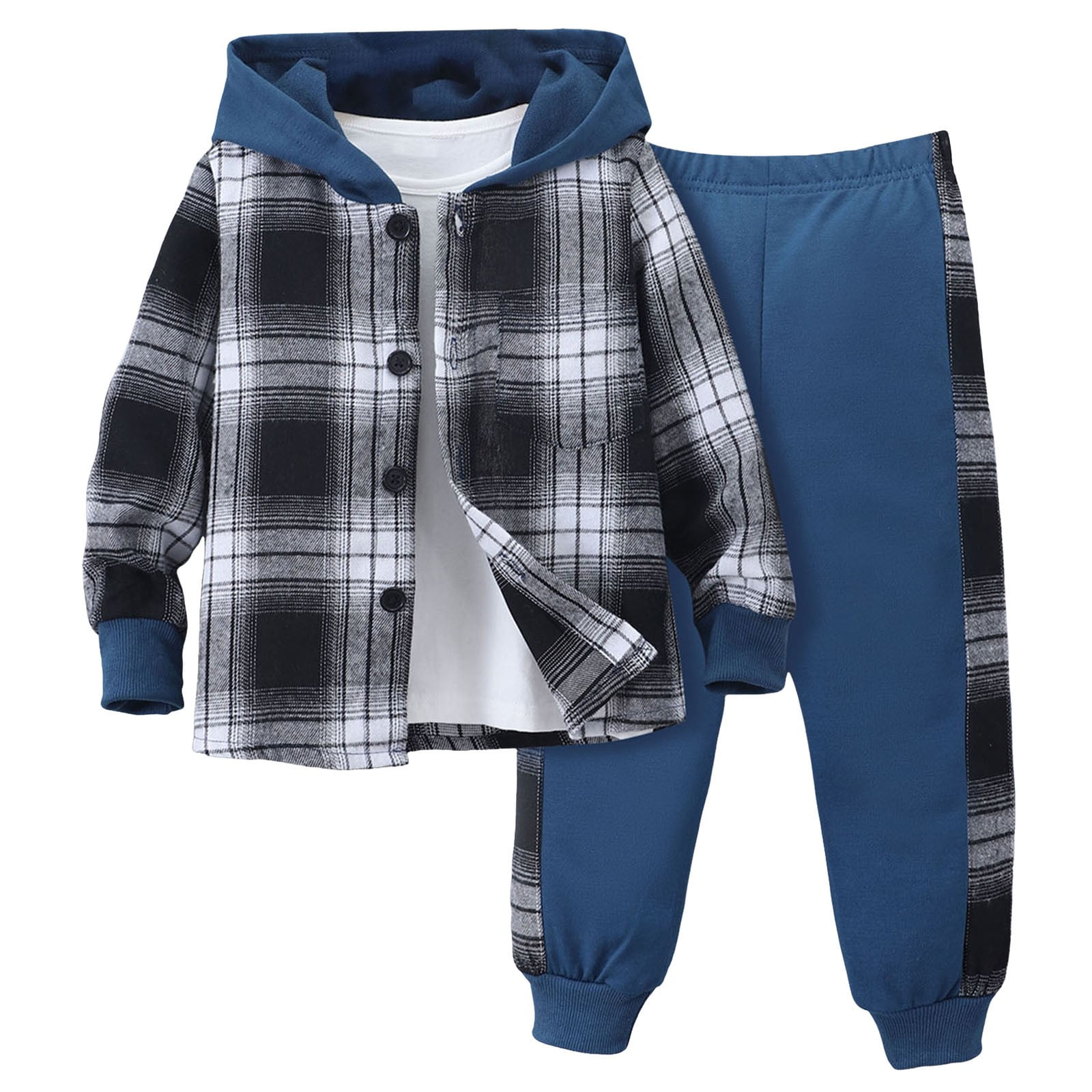 3T 3T Clothes Boys Boys' Fashion Toddler Boy Clothes Plaid Hooded Shirt ...
