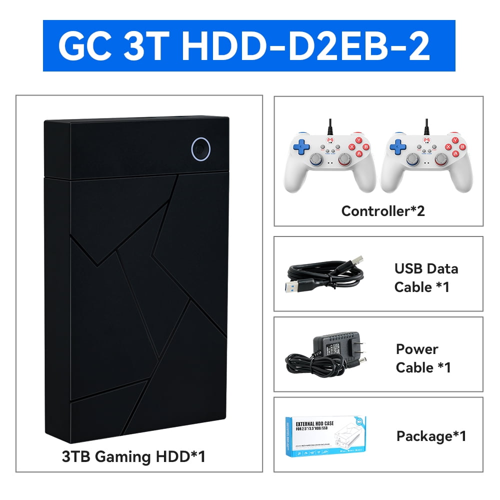 3TB Portable Gaming HDD LaunchBox/Retrobat/Playnite Retro Game Console with 17300+ AAA/3D/Retro ...