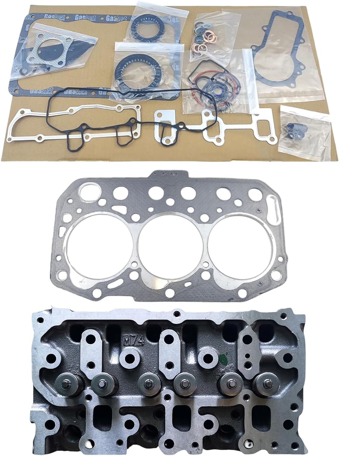3TNM74 Cylinder Head + 1 Set Full Gasket Kit For Yanmar 3TNM74F 3TNM74F ...