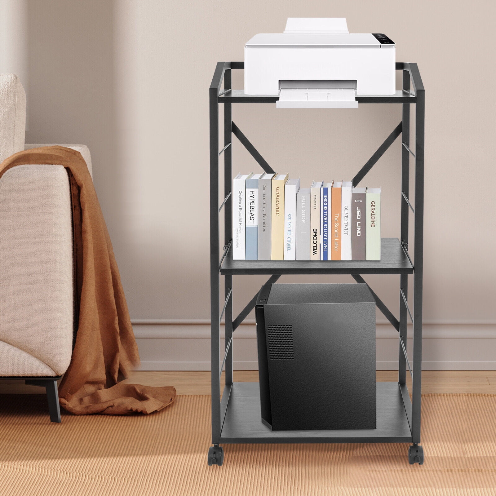 3Tier Mobile Printer Stand Rolling Office Scaner Cart Storage Shelf ...