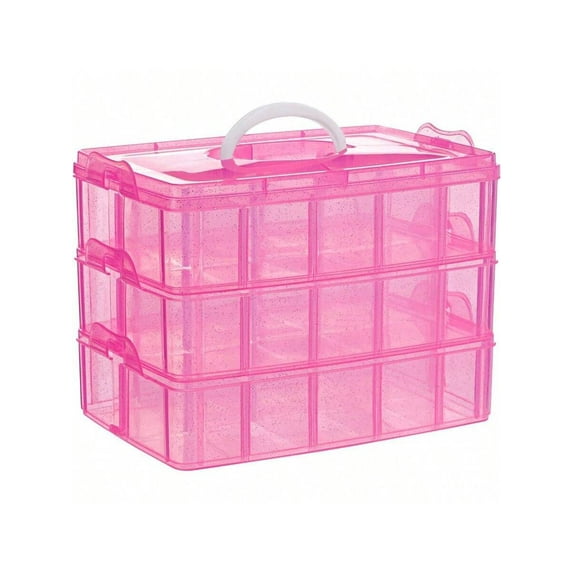 3Tier Pink Craft Storage Container Stackable Organizer Box With ...