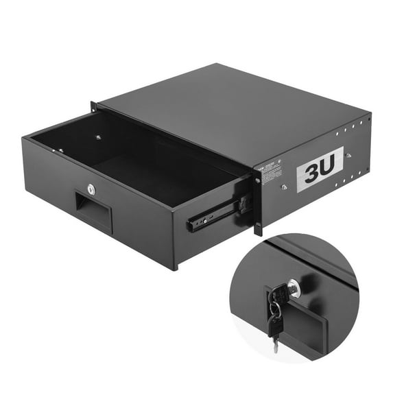 3U Rack Mount Drawer - 50lbs Capacity Lockable Server Cabinet - Sliding ...