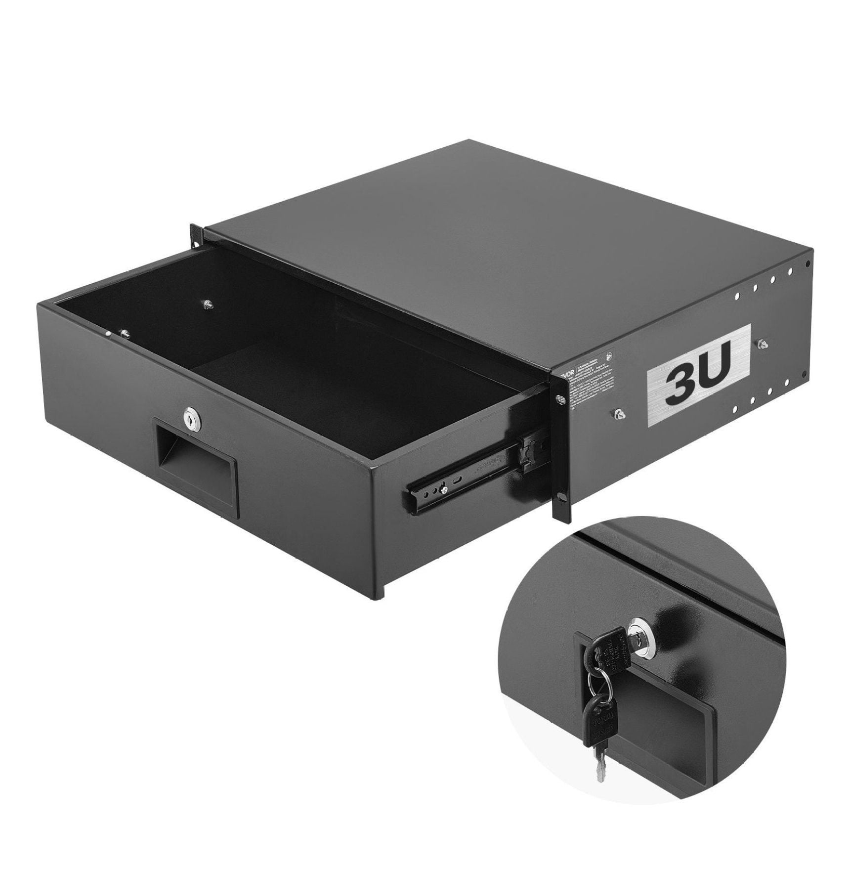 3U Rack Mount Drawer - 50lbs Capacity - Lockable Server Cabinet ...