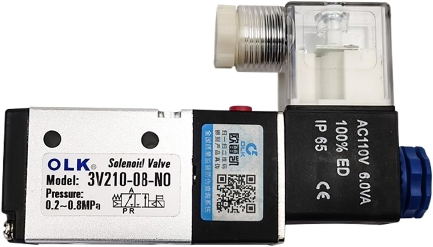 3V210-08 Pneumatic Electric Solenoid Valve 3 Way 2 Position Control Air Gas Magnetic Valve 12V ...