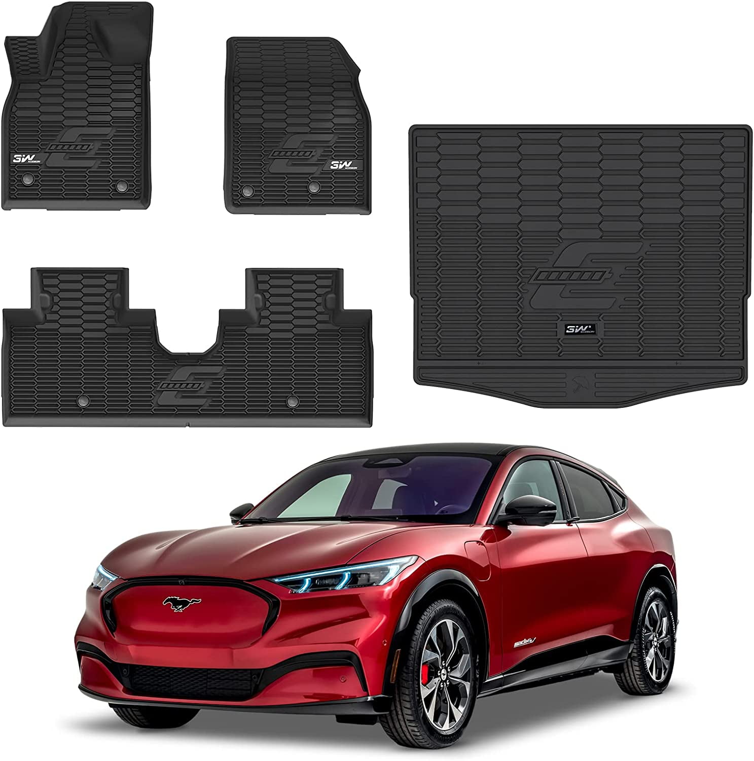3W TPE All-Weather Floor Mats & Cargo Liner for Ford Mustang Mach E ...