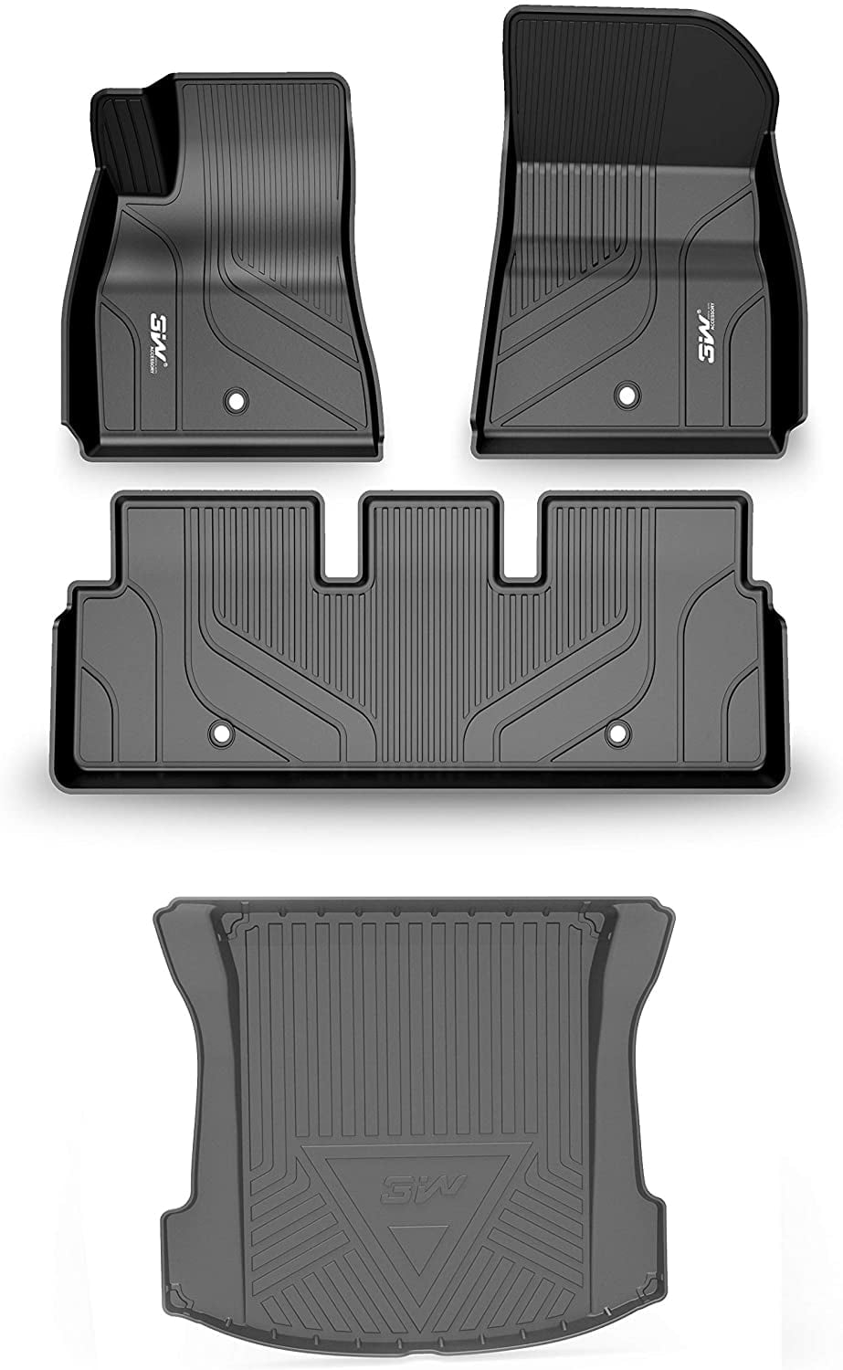 3W Floor Mats and Rear Cargo Liner for Tesla Model 3 2021-2023 TPE All ...