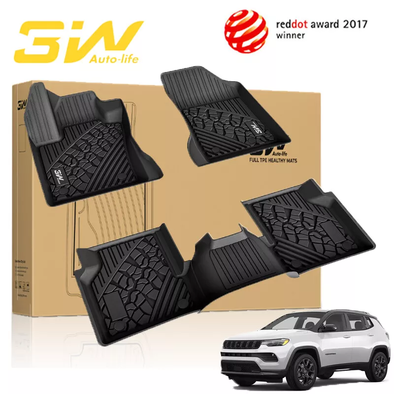 3W Floor Mats for Jeep Compass 2017-2024 Full Set Front and Rear 2 Rows ...