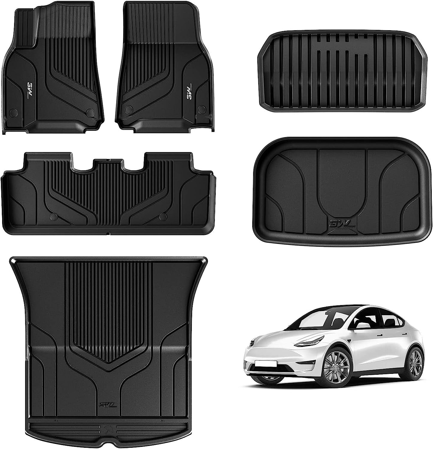 3W All-Weather Floor Mats & Cargo Liner for Tesla Model Y 2020-2024 ...
