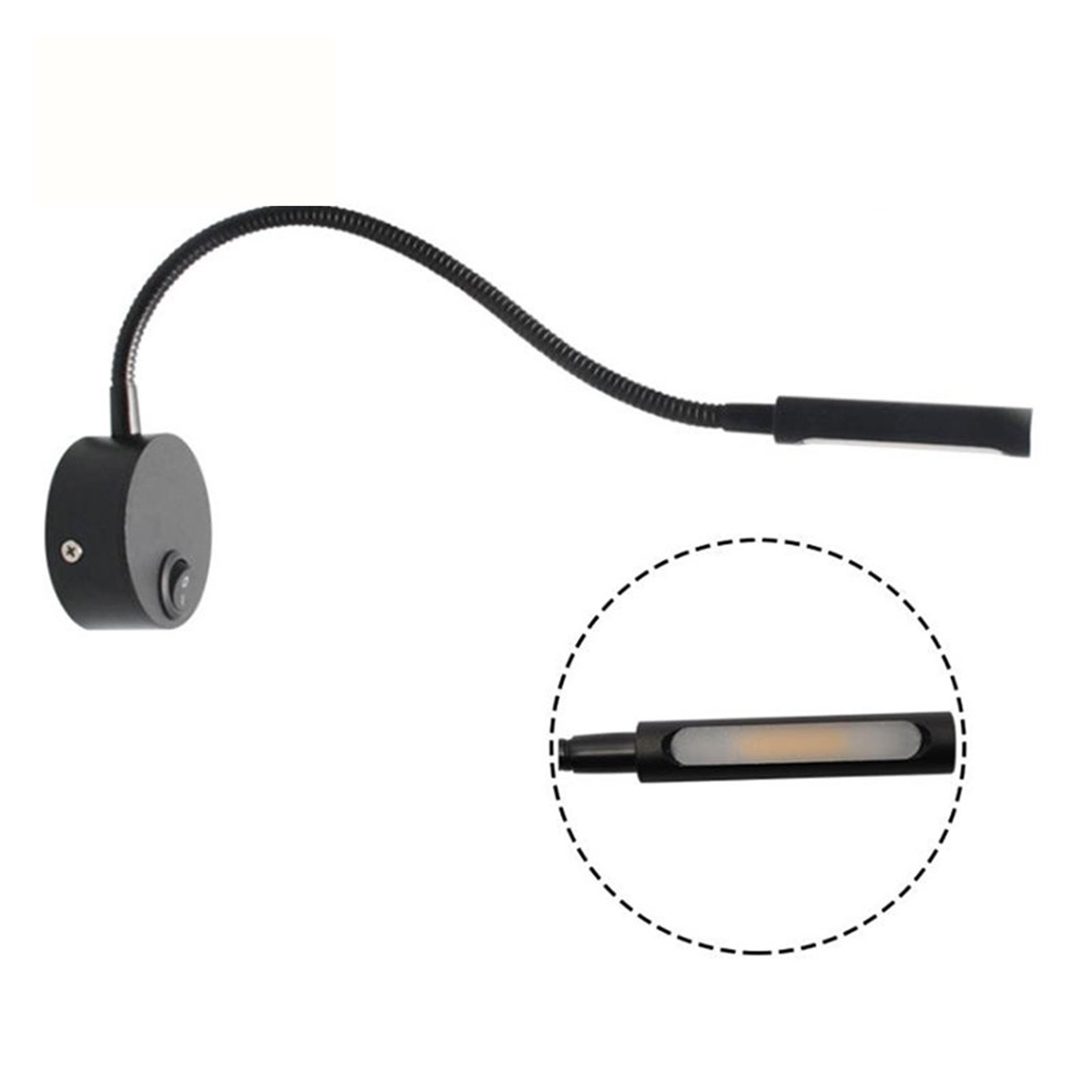 3W LED Hoses Wall Lamp, Flexible Home Hotel Bedside Reading Wall Light ...