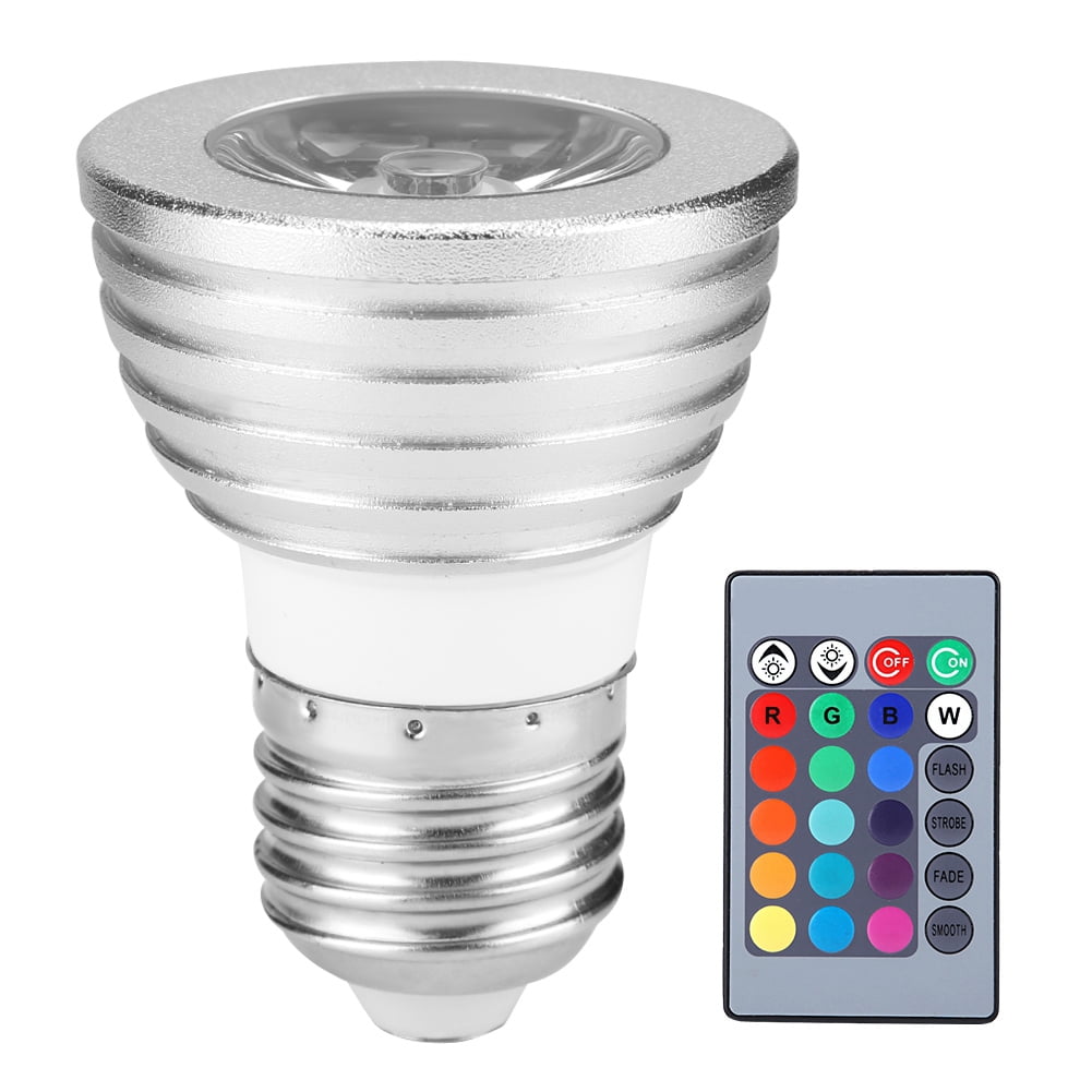 3W RGB LED E27 Light Bulb with Remote Control - AC220V Colorful ...