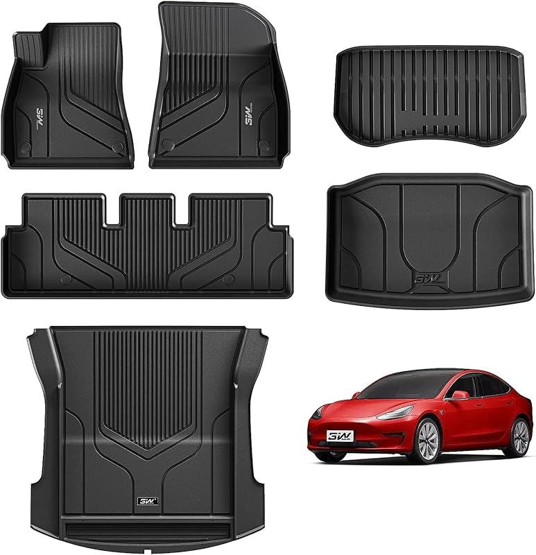 3W Tesla Model Y Floor Mats, TPE Floor Liner for Tesla Model Y 2020 ...