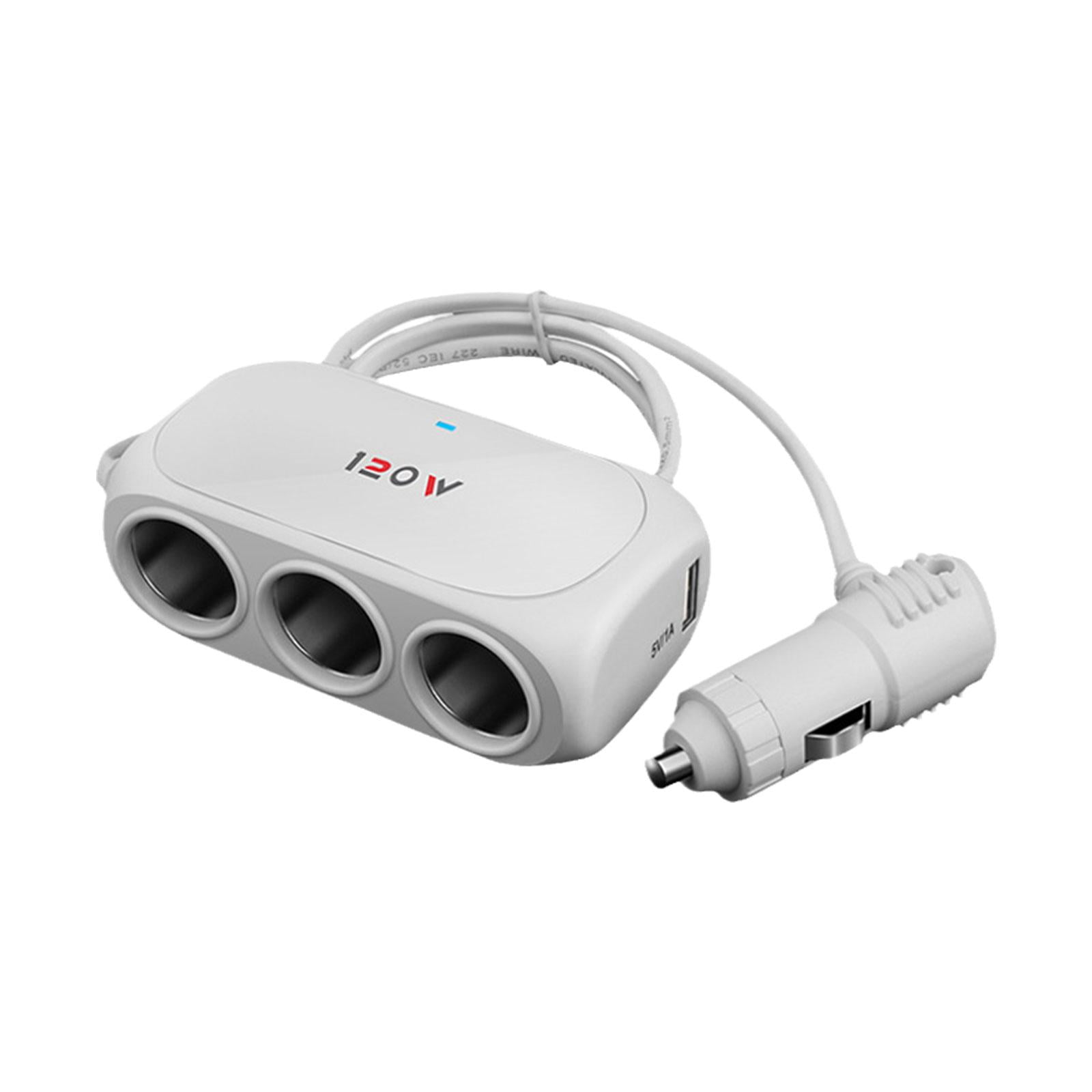 3Way Car Socket Splitter with Dual USB Charger for Multiple Devices ...