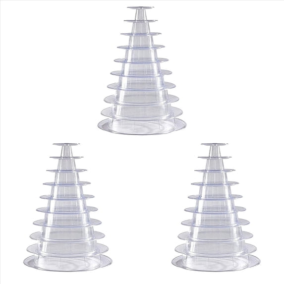 3X 10 Tier Cupcake Holder Stand Round Macaron Tower Clear Cake Display ...