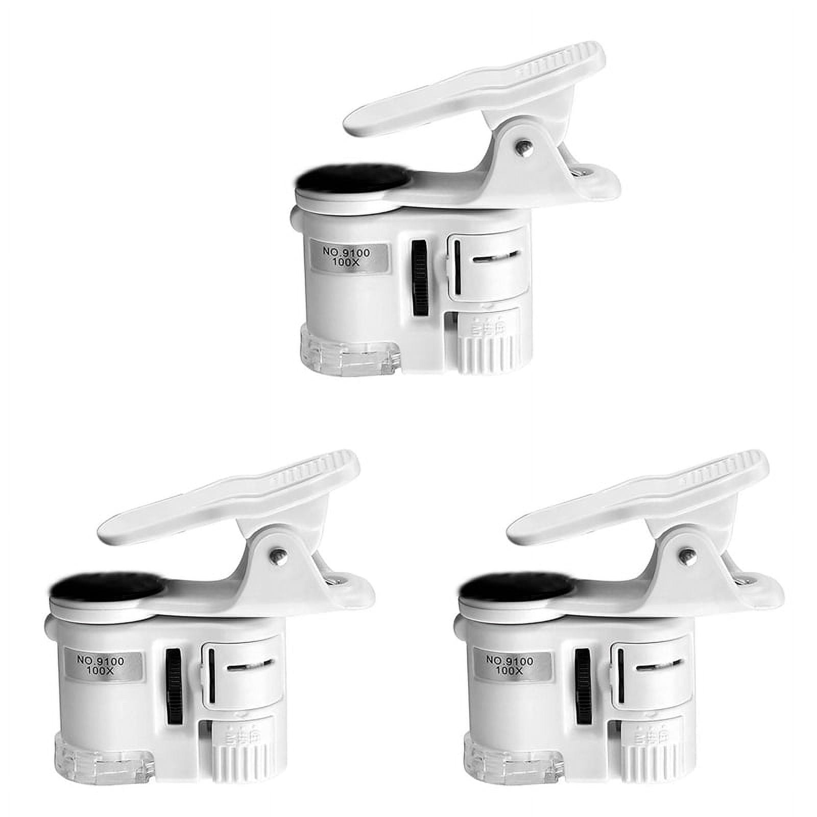 3X 100X Zoom Clip-on Microscope with LED Light, Portable Magnifier ...