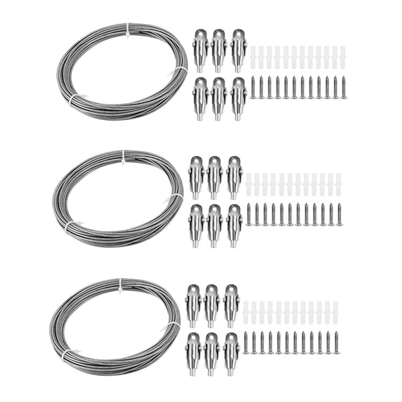 3X 10M Stainless Steel Wire Rope PVC Coated Steel Cable Adjustable Curtain Rope Lamp Suspension ...