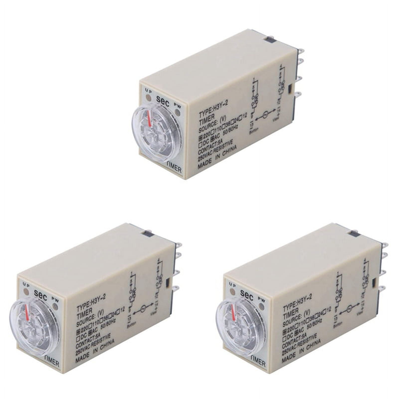 3X 10S Delay Timer Time Relay H3Y-2 AC 220V 8 PIN Adjusting Knob ...