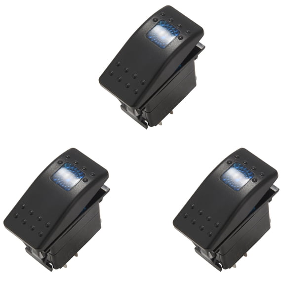 3X 12V 20 Amp Waterproof Blue LED On/Off Boat Marine SPST 3P Rocker ...