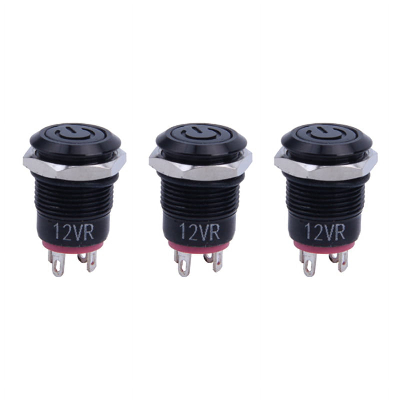 3X 12V 2A 9.5mm LED Metal Cap Power Momentary Push Button Switch Car ...