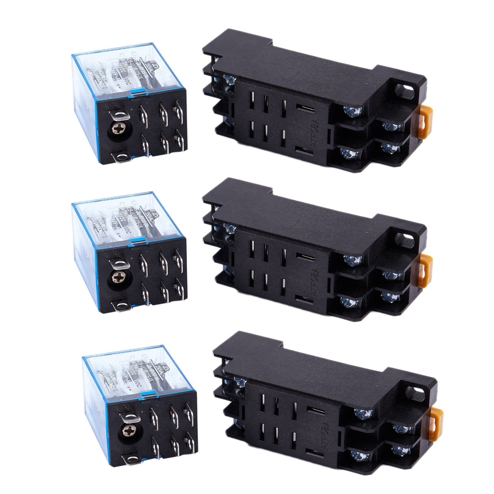 3X 12V DC Coil Power Relay DPDT LY2NJ HH62P-L JQX-13F 10A With PTF08A ...
