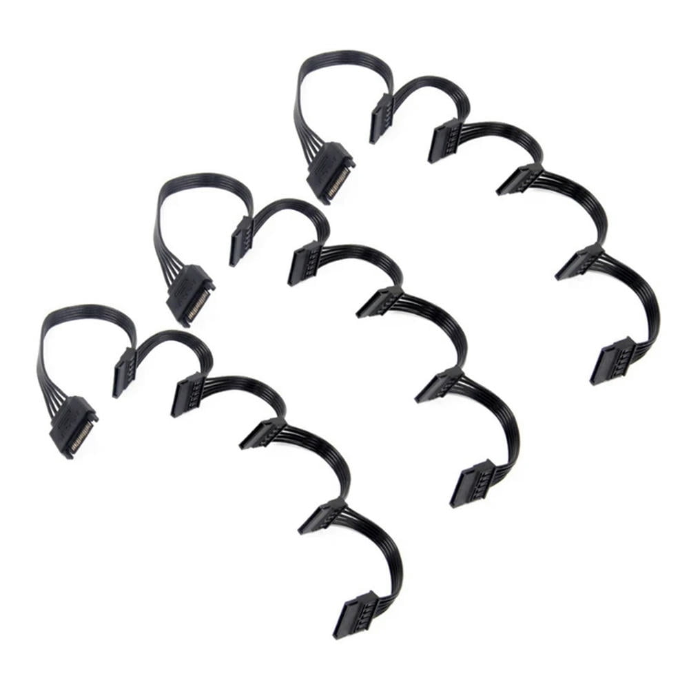 3X 15 Pin SATA Power Extension Hard Drive Cable 1 Male To 5 Female ...