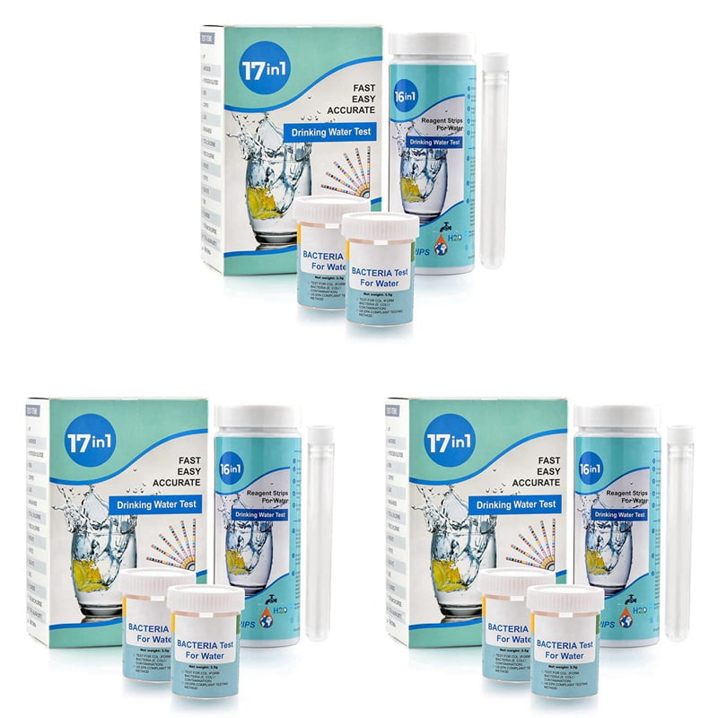 3X 17-In-1 Complete Water Test Kit for Home,100 Strips + 2 Water ...