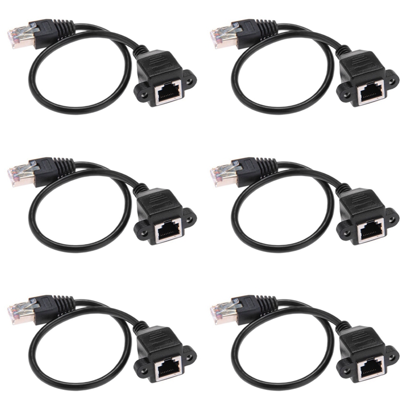 3X 1FT RJ45 Male to Female Screw Panel Mount Ethernet LAN Network ...
