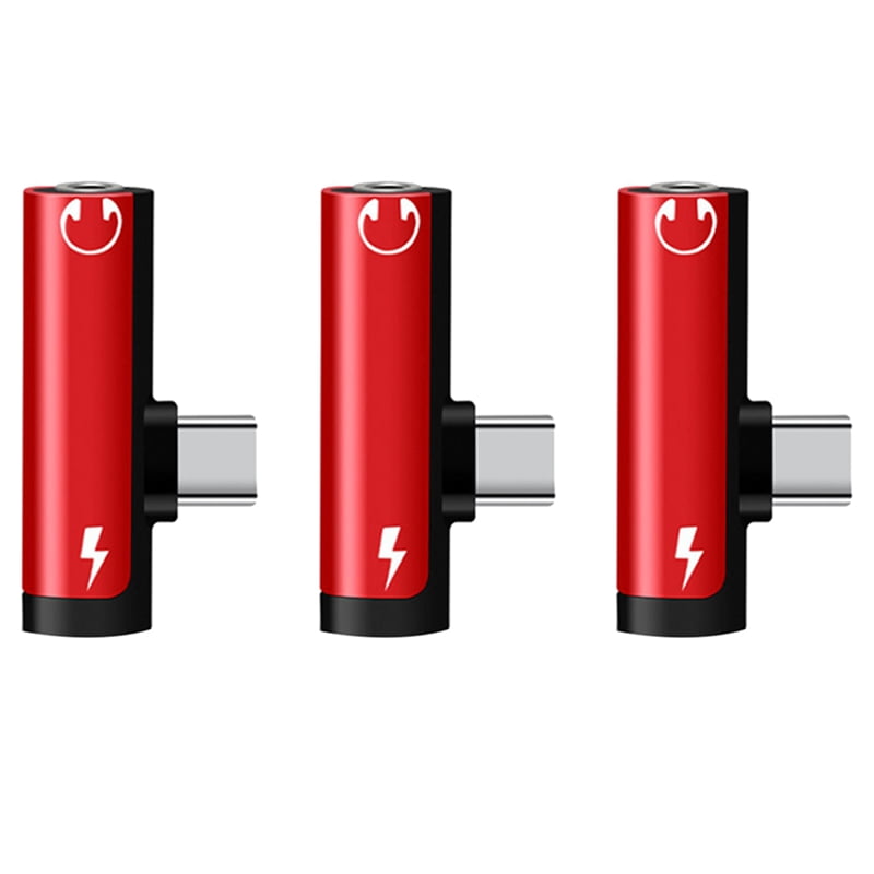 3X 2 In1 Type C Adapter Splitter for to 3.5Mm Audio Headphone Charging ...