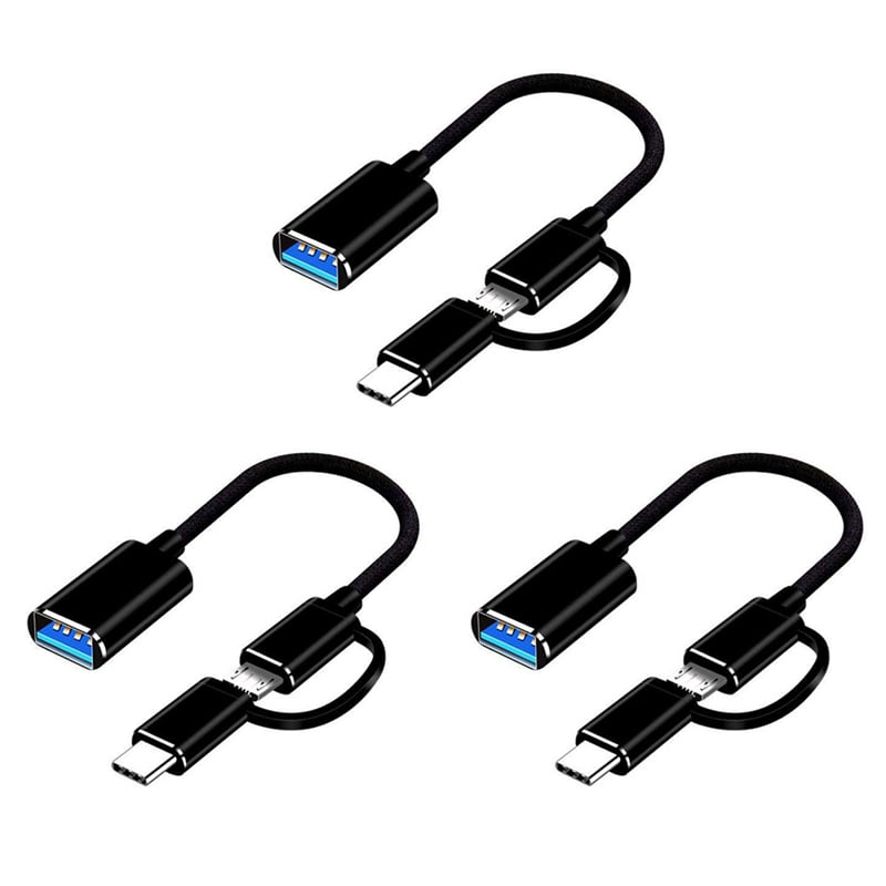3X 2 in 1 USB 3.0 OTG Adapter Cable Type-C Micro-USB to USB 3.0 ...