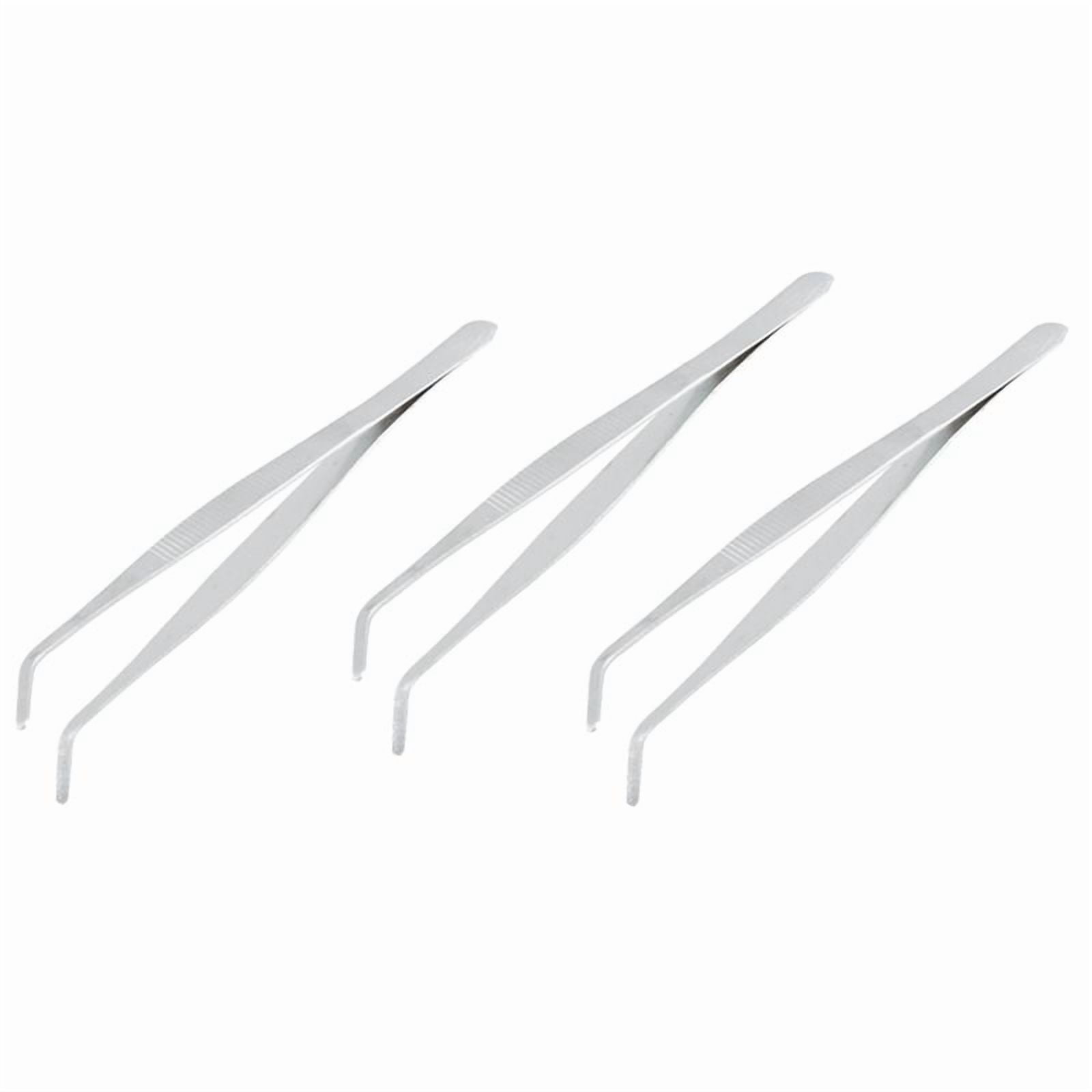 3X 20cm Angled Slanted Tip Metal Curved Tweezer Silver Tone,3 x Curved ...