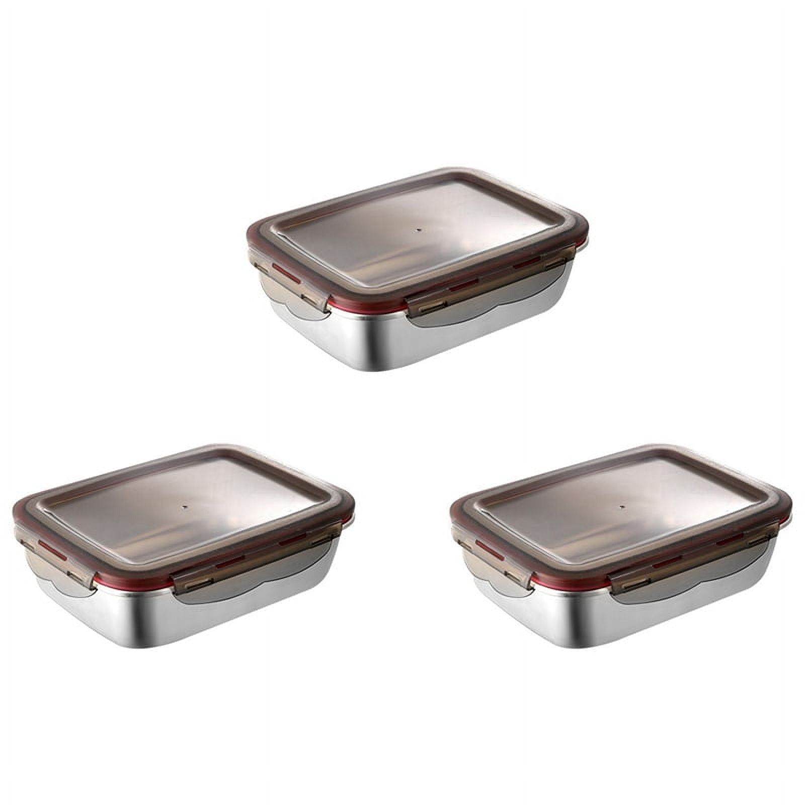 3X 220Ml Stainless Steel Lunch Box Sealed Food Fresh-Keeping Boxes ...
