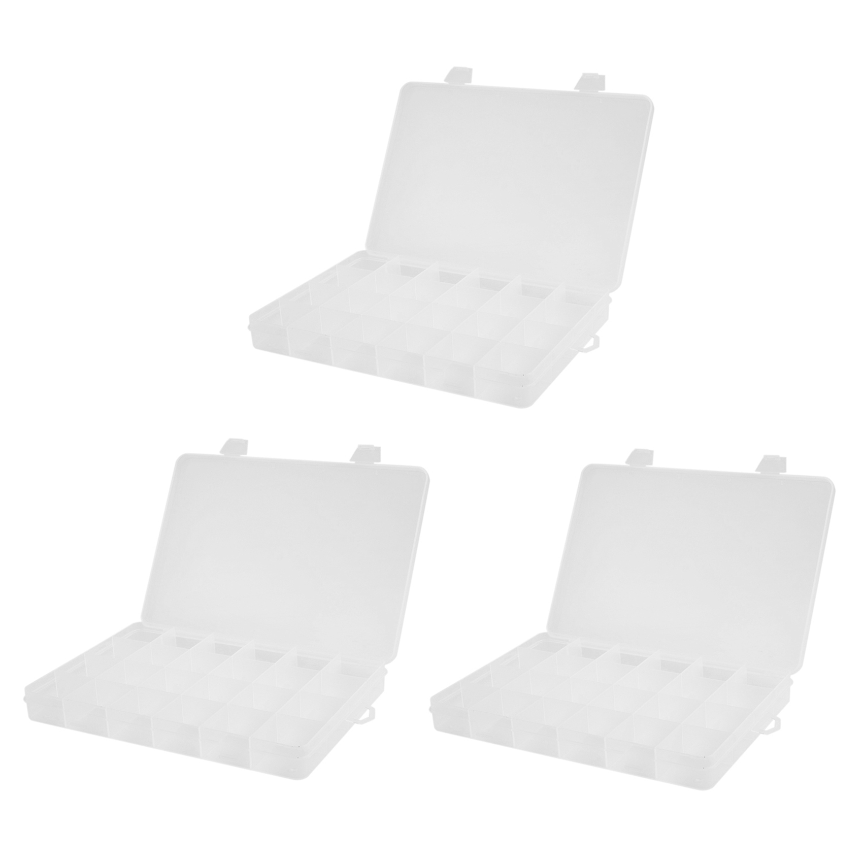 3X 24 Compartments Plastic Box Case Jewelry Bead Storage Container ...