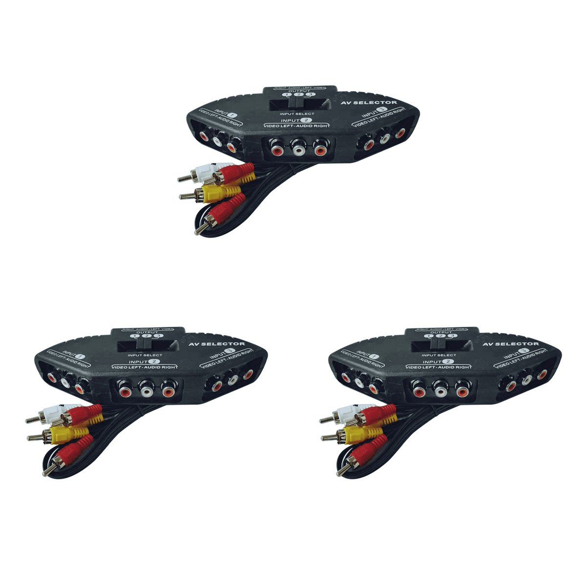 3X 3-Way Audio Video AV Switch Selector Box Splitter Switch W/ Cable ...