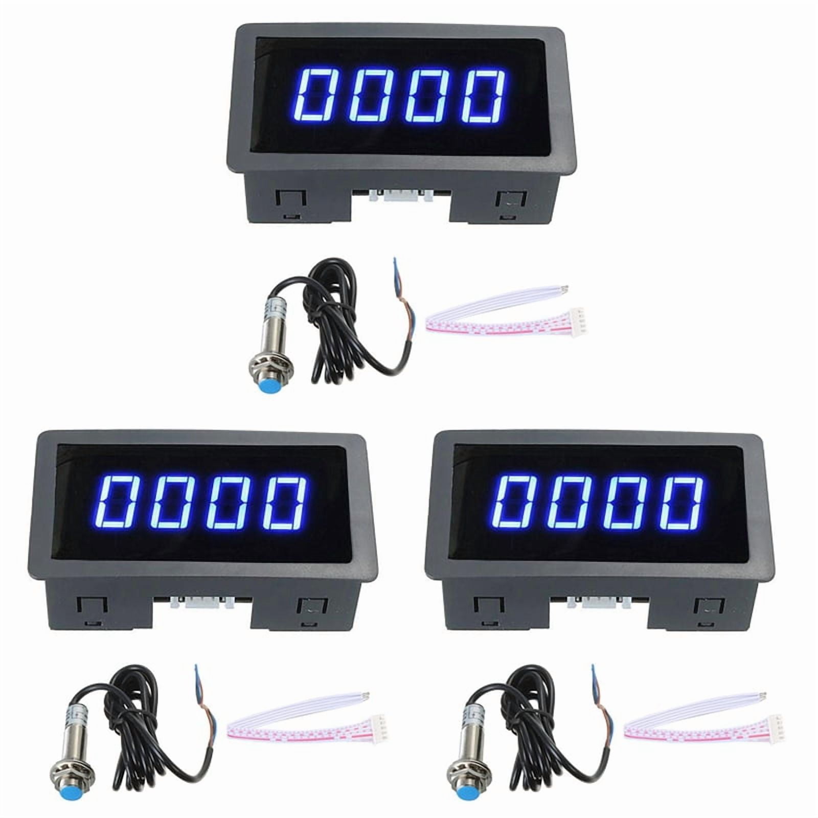3X 4 Digital LED Blue Tachometer RPM Speed Meter+Hall Proximity Switch ...