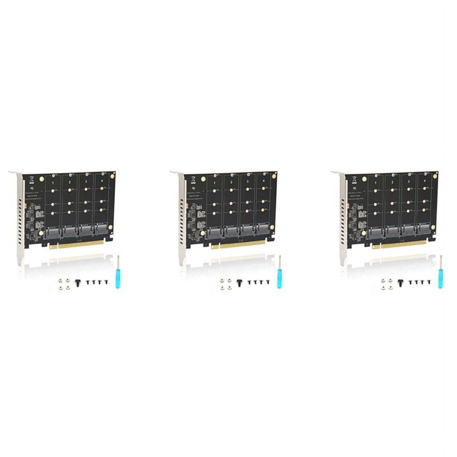 3X 4 Port M.2 NVMe SSD To PCIE X16M Key Hard Drive Converter Reader ...