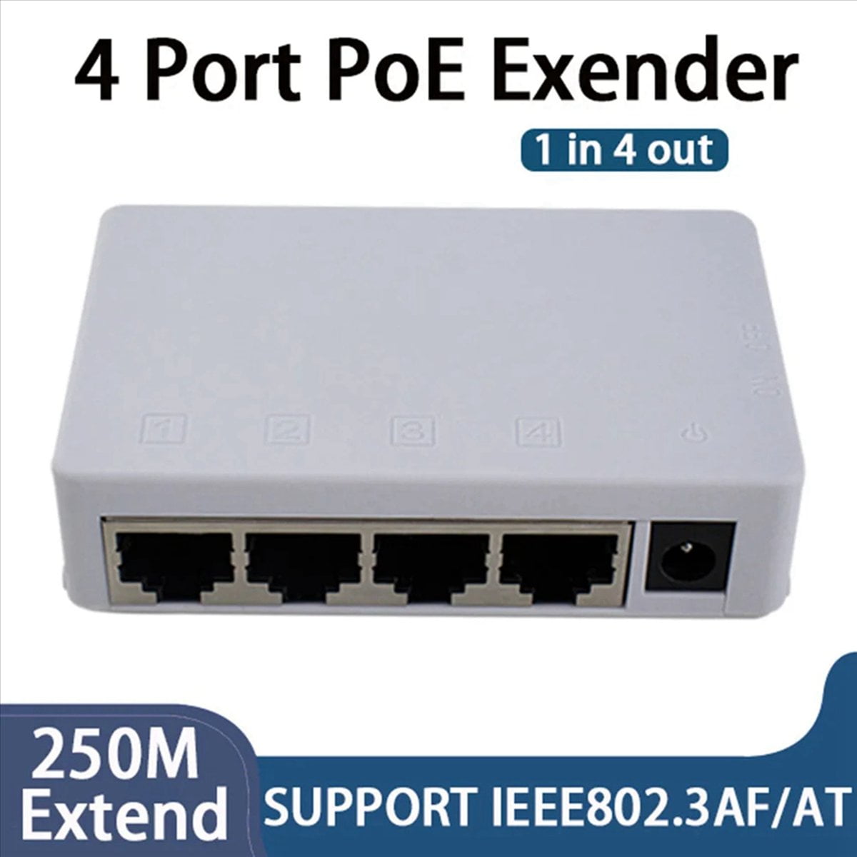 3X 4 Port POE Extender 100Mbps 1 in 4 Out 250 Meters Network Switch ...