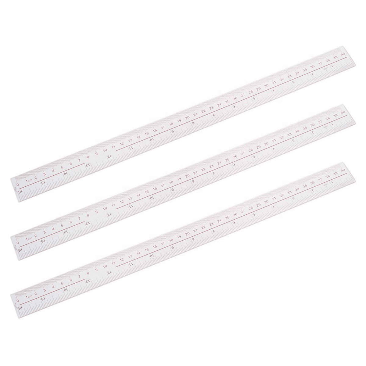 3X 40cm 16 Inches Length Measure Clear Plastic Straight Edge Ruler,3 x ...