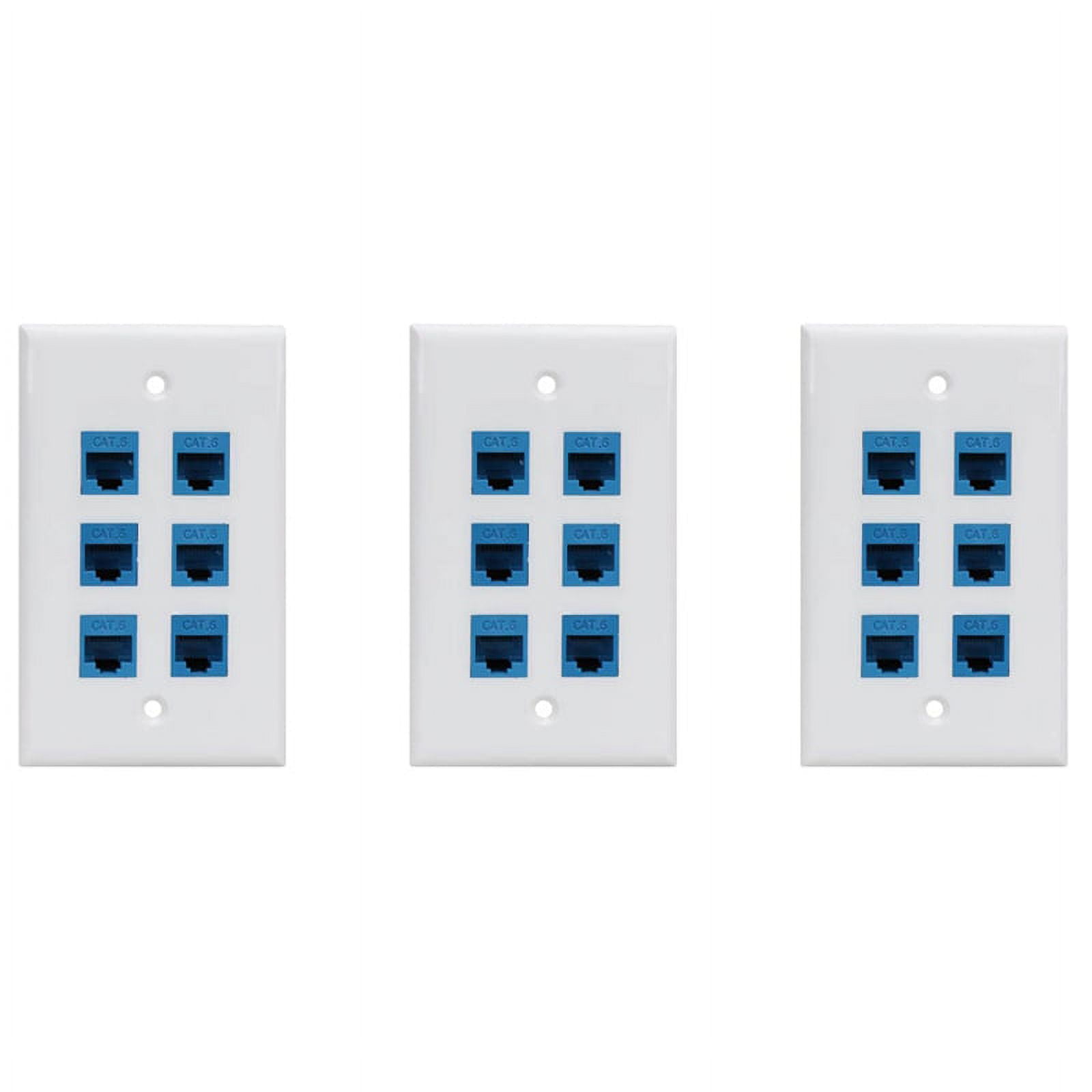 3X 6 Ethernet Wall Plate 6 Port,Ethernet Wall Plate Female-Female ...