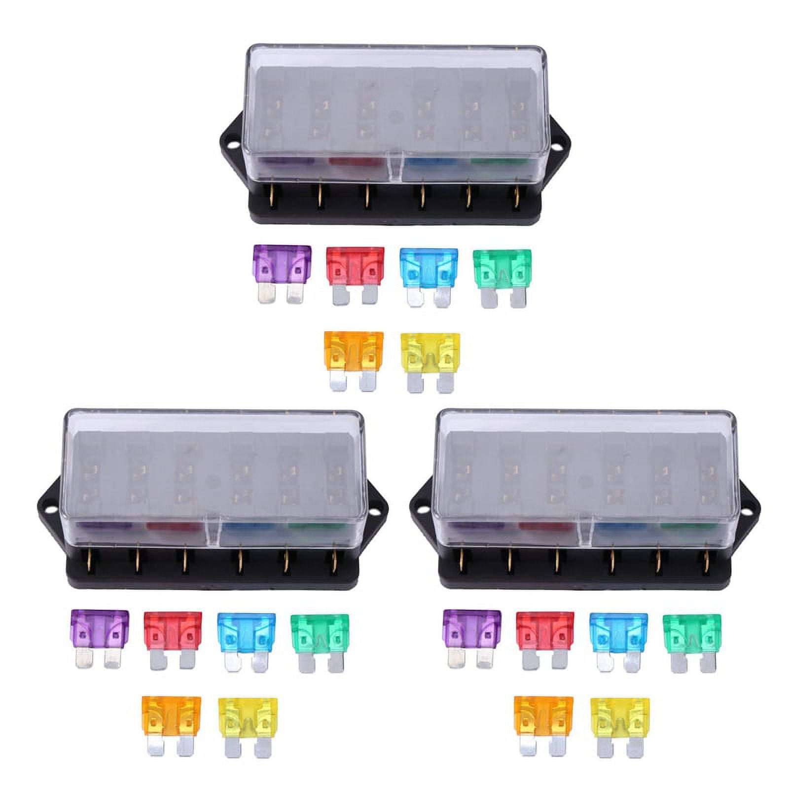 3X 6 Way Fuse Holder Box Car Vehicle Circuit Blade Fuse Box Block ...
